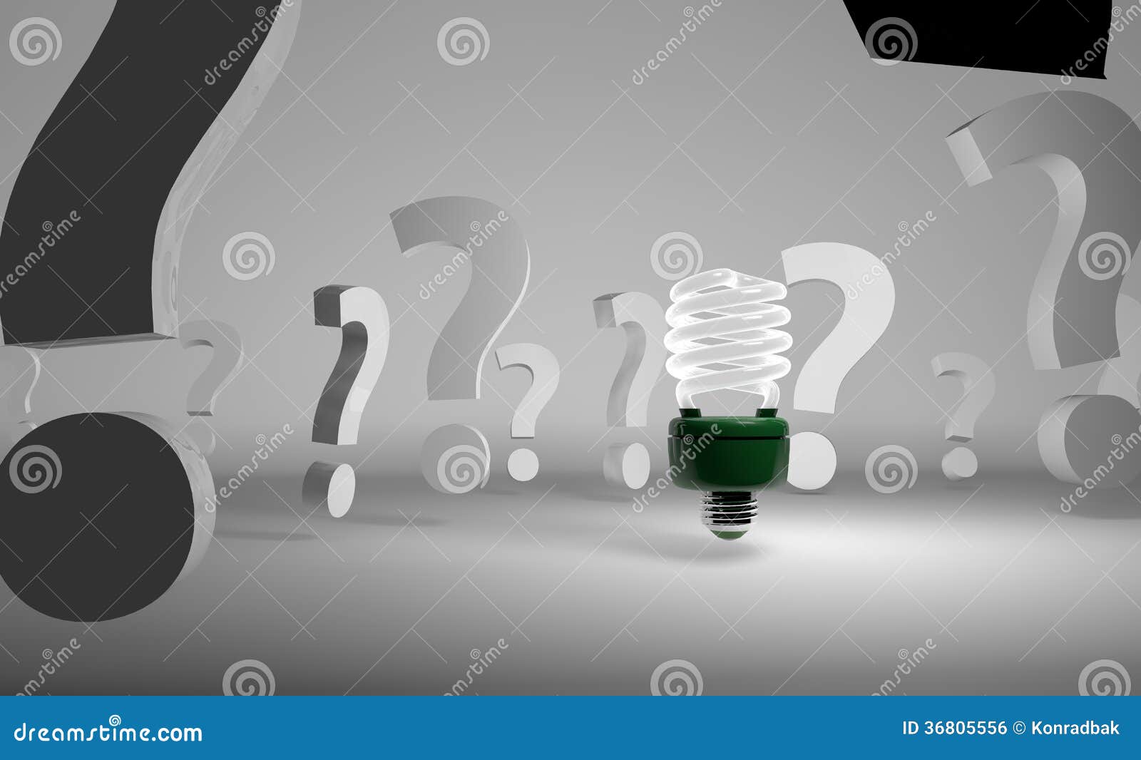 Picture of Light Bulb among Question Marks Stock Illustration ...