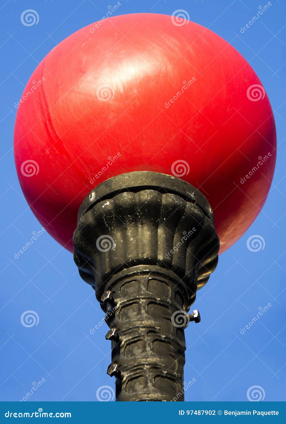 Light post with red ball stock photo. Image of metal - 97487902