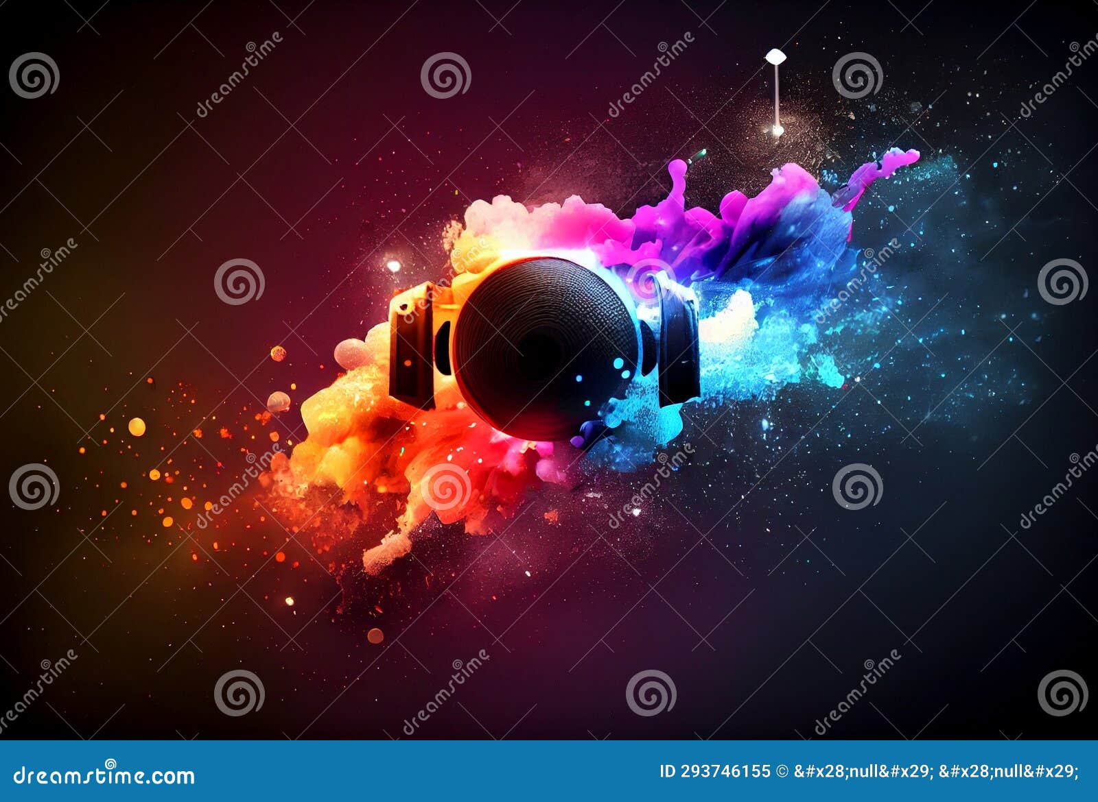 The Picture of the Loud Speaker Explodes, Beautiful Colors, Magnificent ...