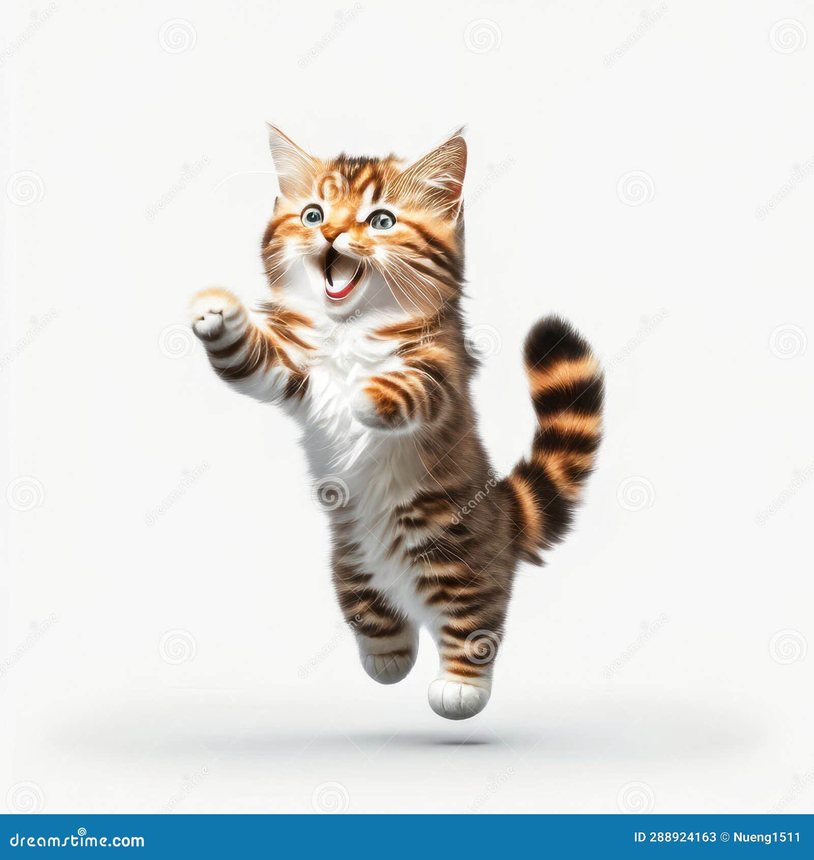 Lovely Happy Cat Dancing on White Background Stock Illustration ...