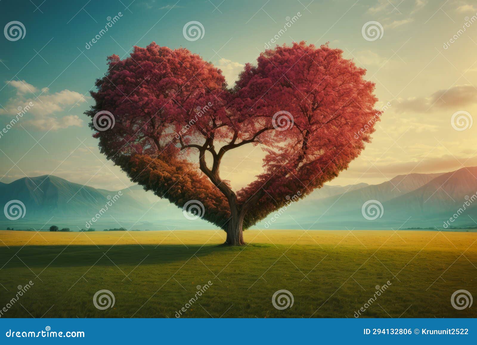 Lovely tree of love heart stock illustration. Illustration of painting ...