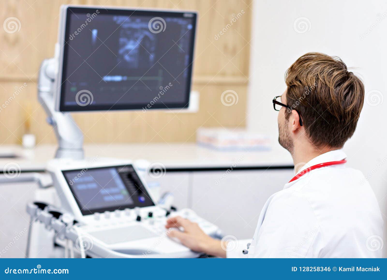 Doctor Using Ultrasound Machine Stock Photo - Image of play, hand ...