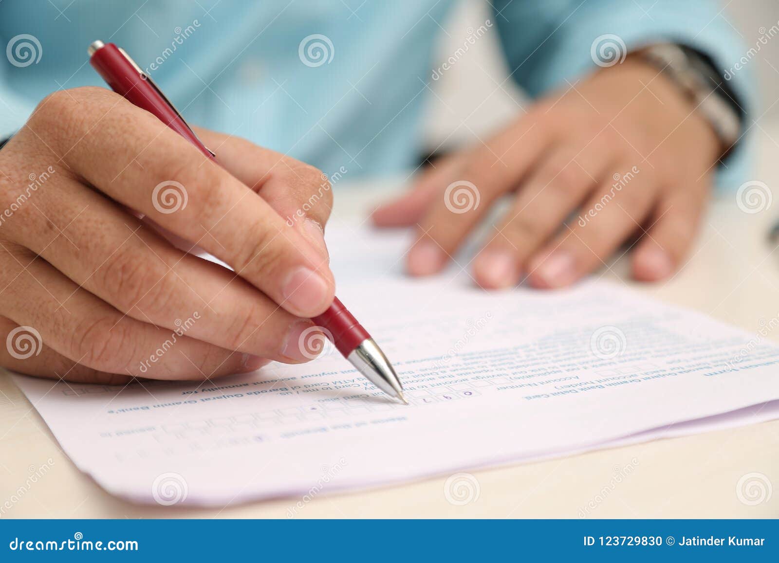 Man is Filling Form with Pen. Stock Photo - Image of blank, form: 123729830