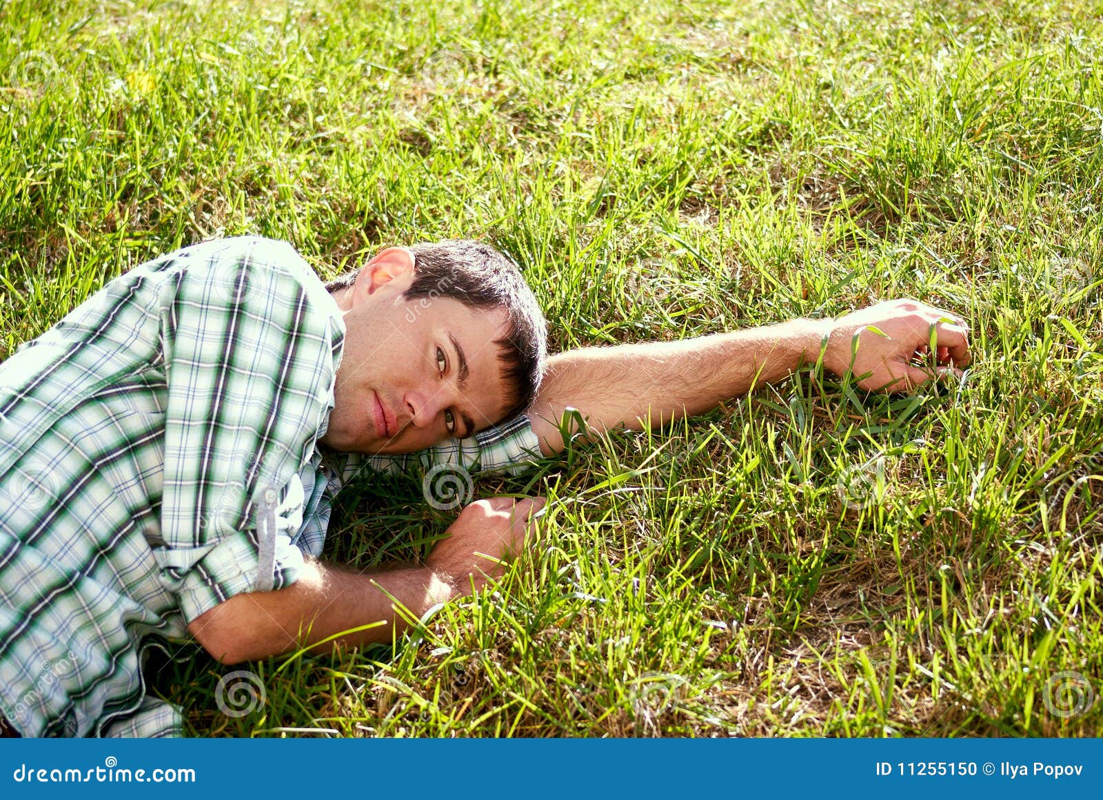 Picture of a Man on the Grass Stock Photo - Image of contemplation ...
