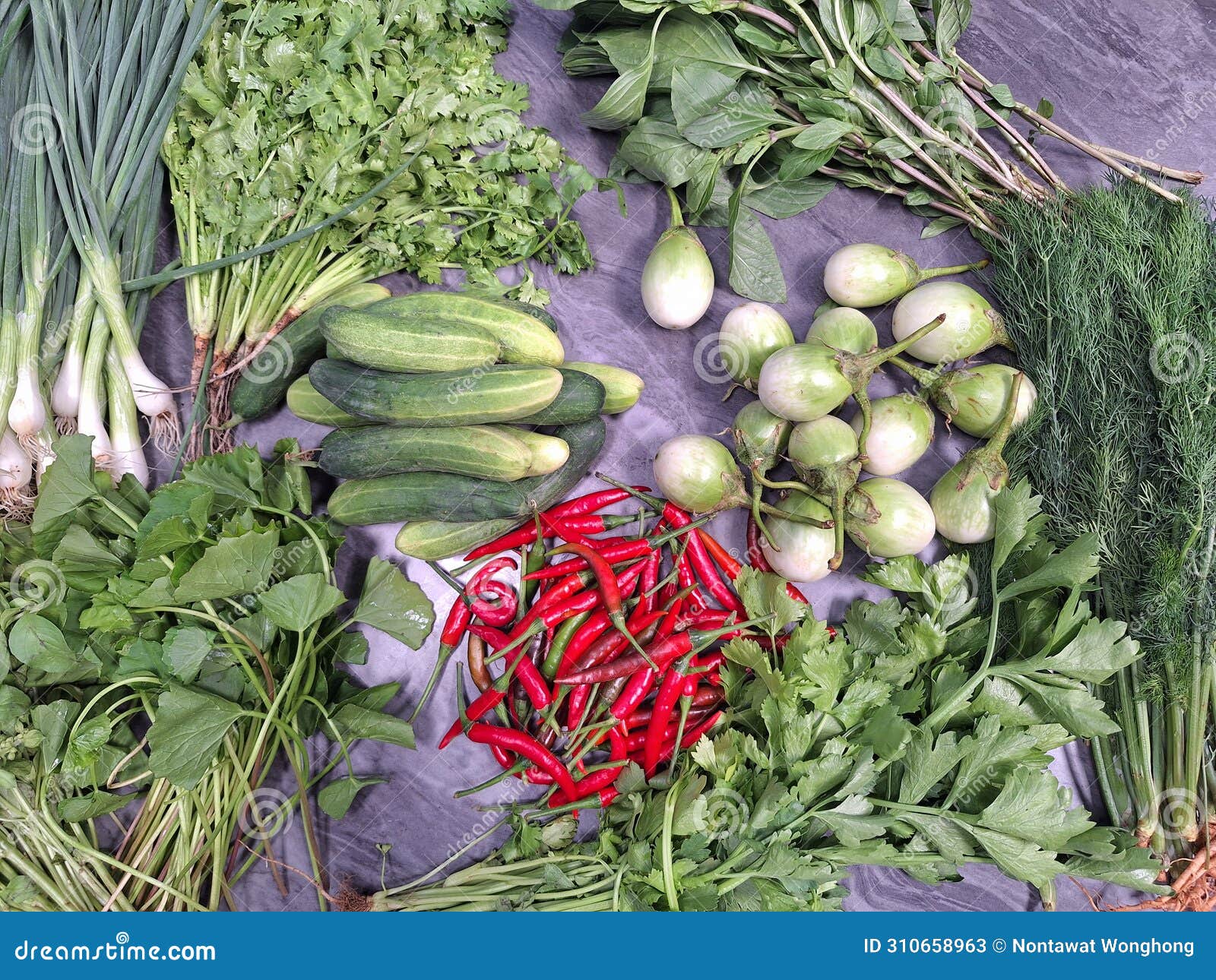 Picture of Many Types of Vegetables on the Table Stock Illustration ...