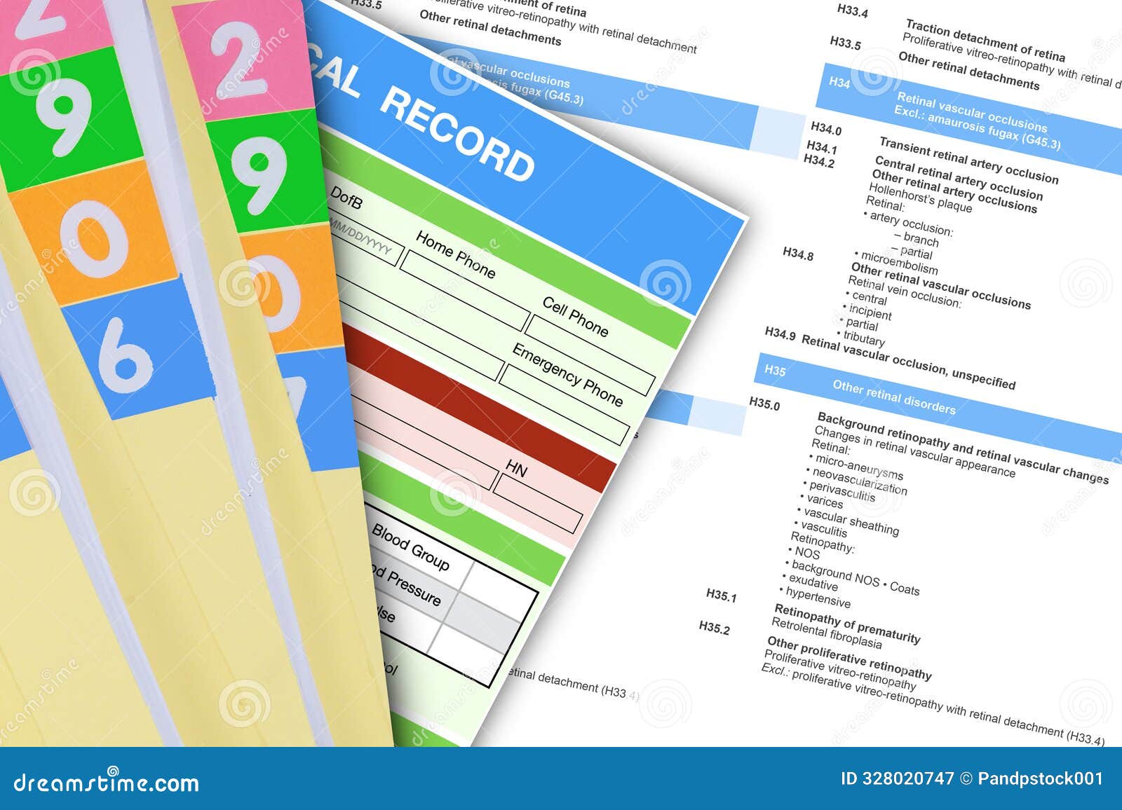 Picture of Medical Record and ICD-10 Code Document for Background Stock ...