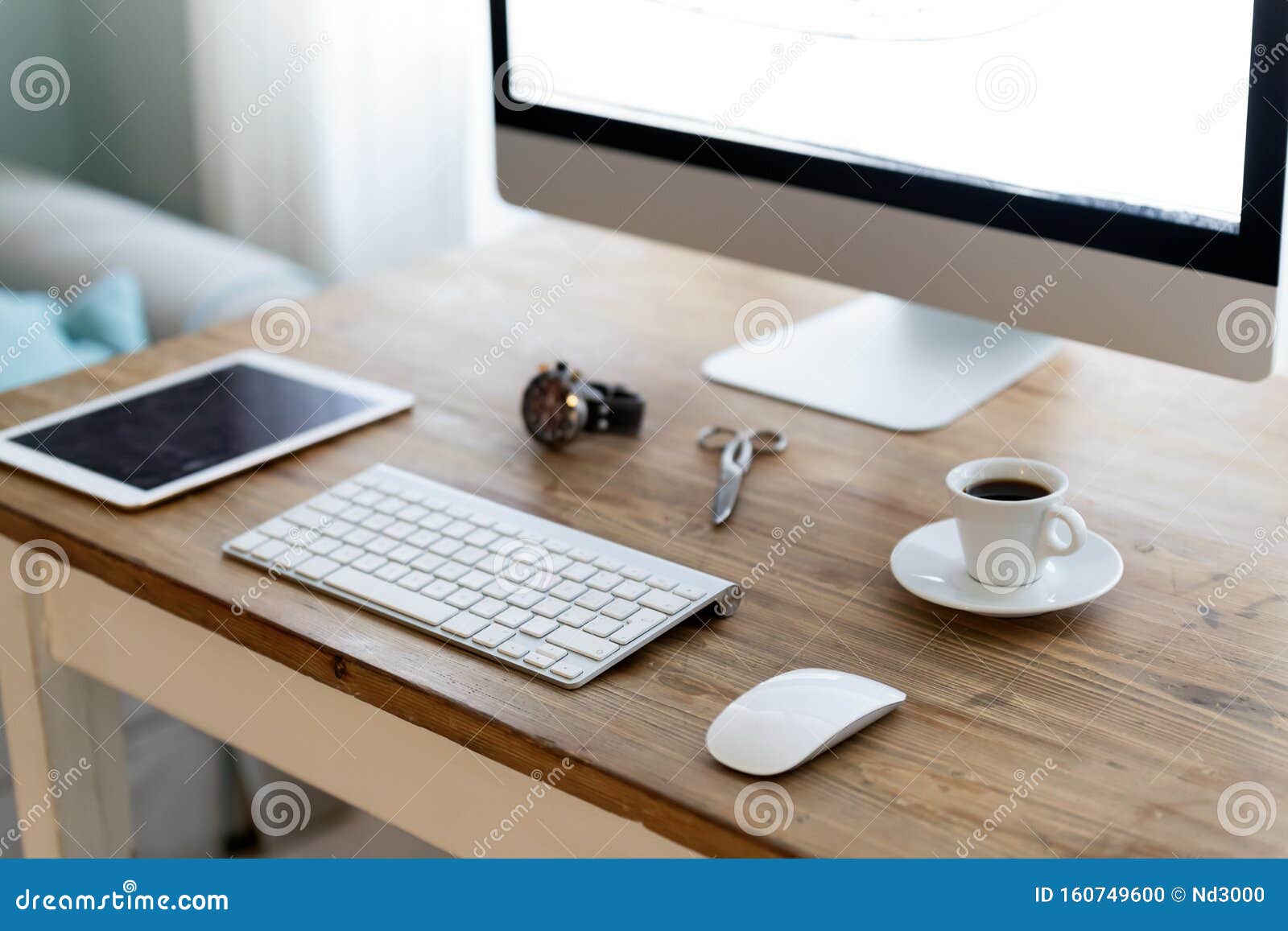 Picture of Modern Office Desk with Devices Stock Photo - Image of ...