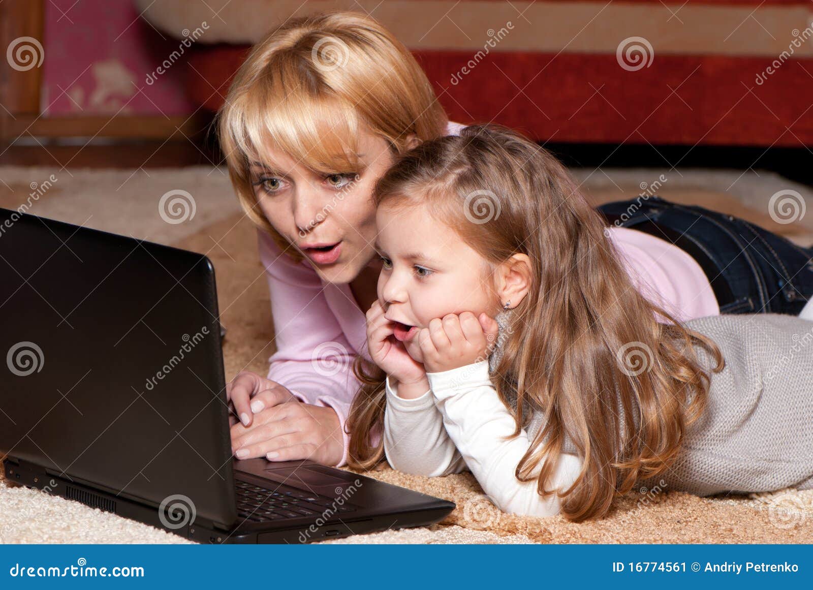 Picture of Mother and Child with Laptop Computer Stock Image - Image of ...