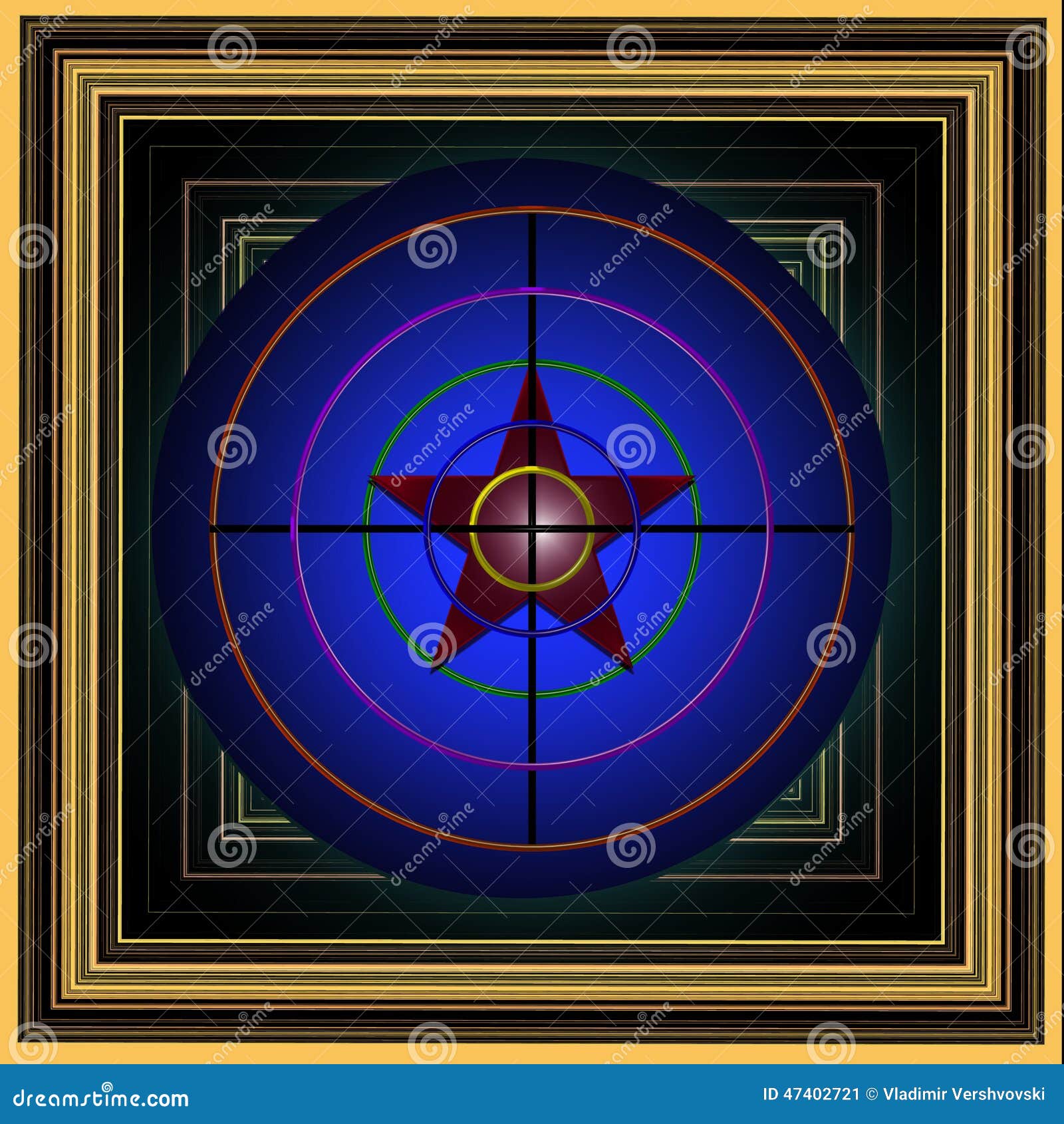 Picture with a Multi-colored Target with a Red Star. Stock Illustration ...