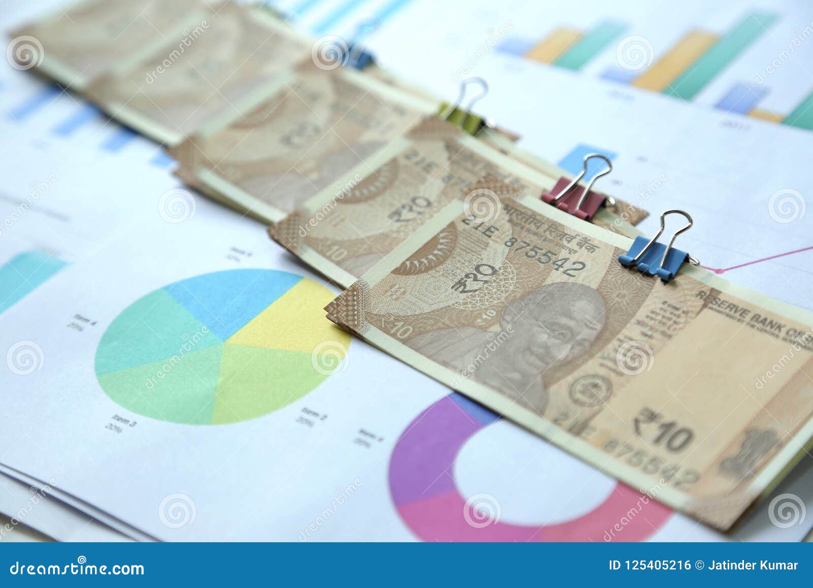 Picture of Multiple New Pack of Indian 10 Rupee Notes with Chart Paper ...