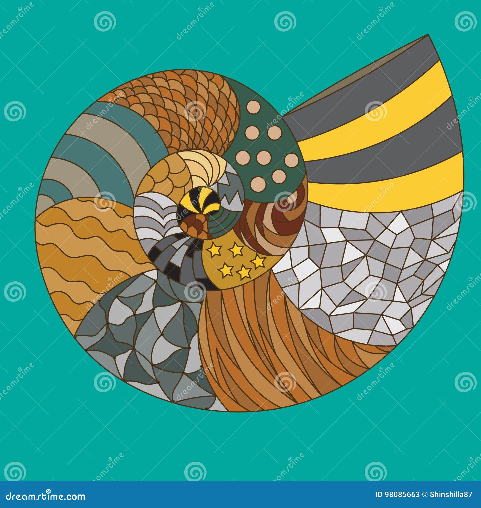 A Picture of the Nautilus with Various Parts Stock Vector ...