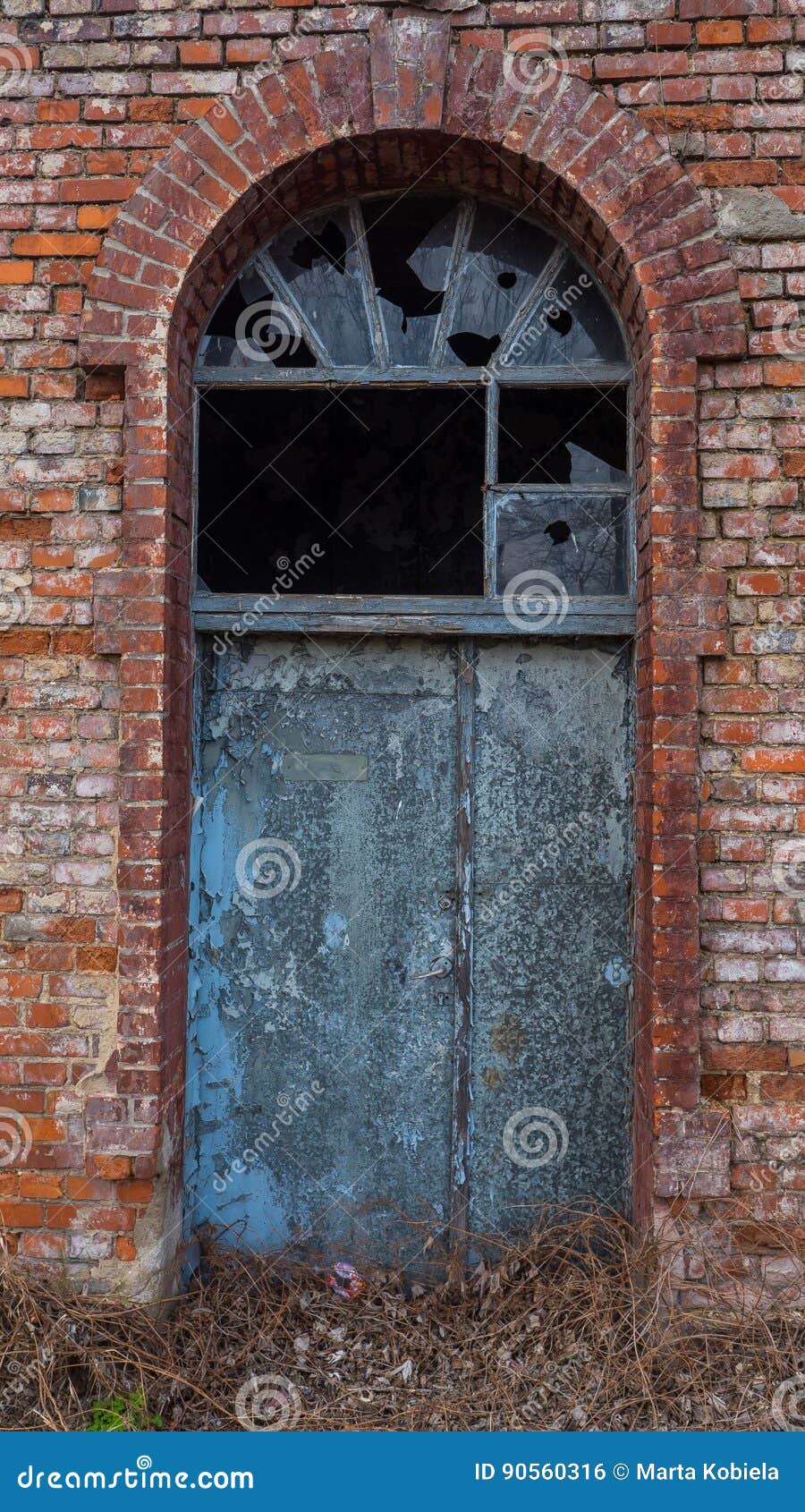 Picture of Old, Destroyed Door with Broken Window. Stock Photo - Image ...