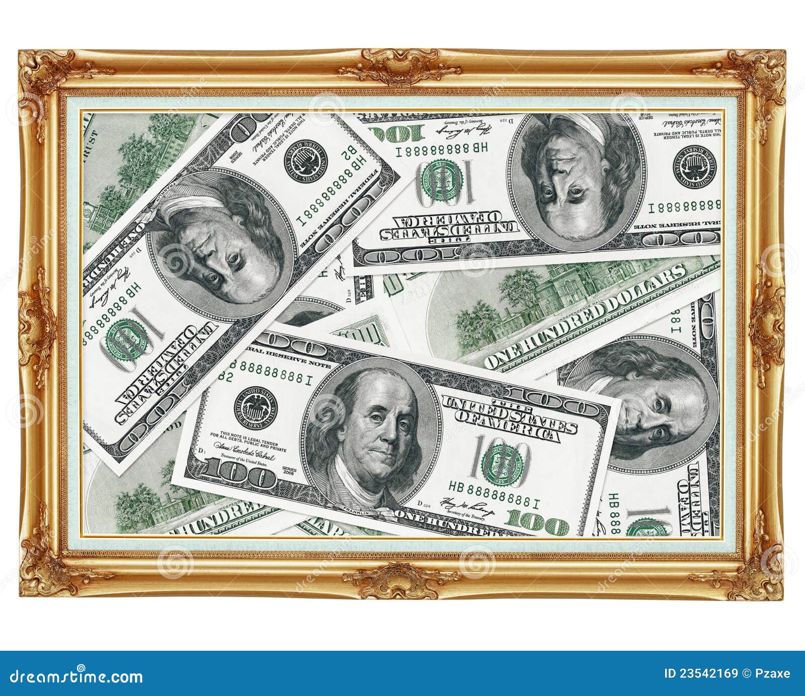 Picture in the Old Golden Frame - Money - Dollars Stock Image - Image ...