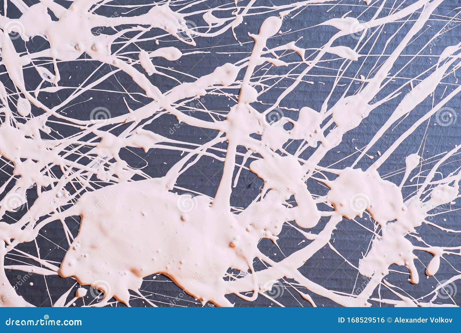 Picture Painted Using the Technique of Dripping. Mixing White Colors ...