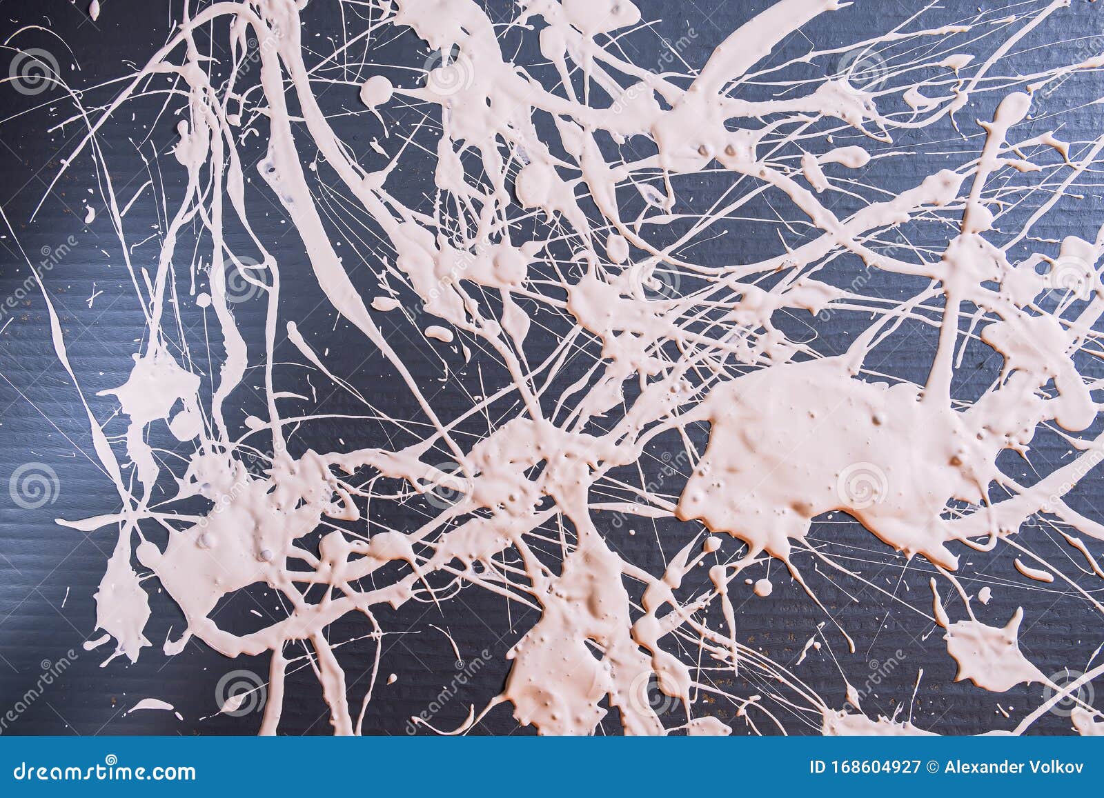 Picture Painted Using the Technique of Dripping. Mixing White Colors ...