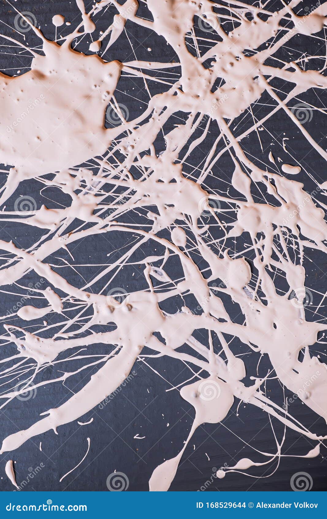 Picture Painted Using the Technique of Dripping. Mixing White Colors ...