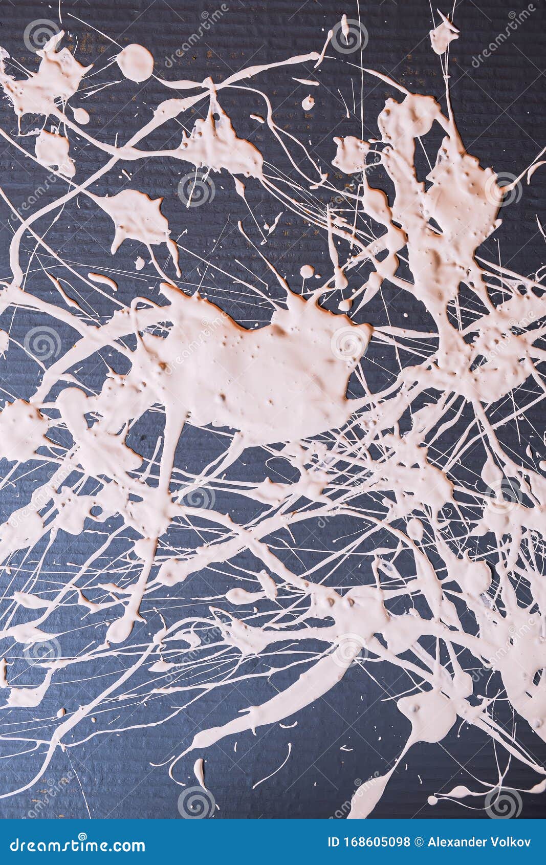 Picture Painted Using the Technique of Dripping. Mixing White Colors ...