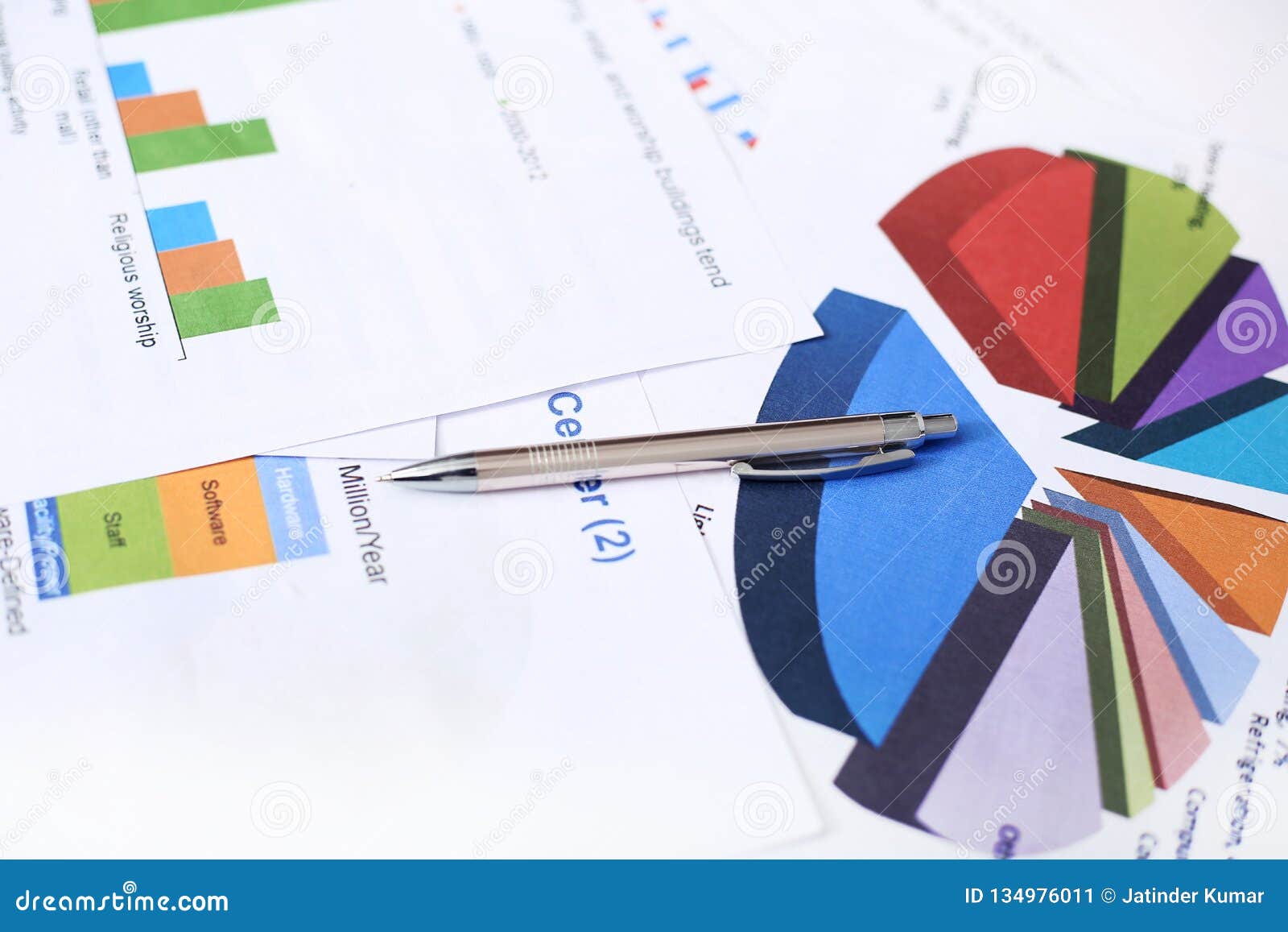 Picture of Pen, Bar Graph and Pie Chart Paper Stock Image - Image of ...