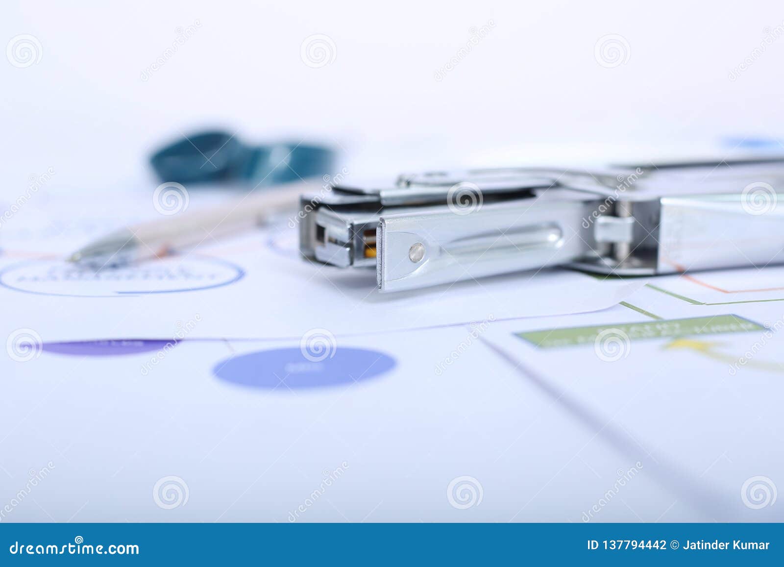 Picture of Pen and Stapler on the Office Paper Stock Photo - Image of ...