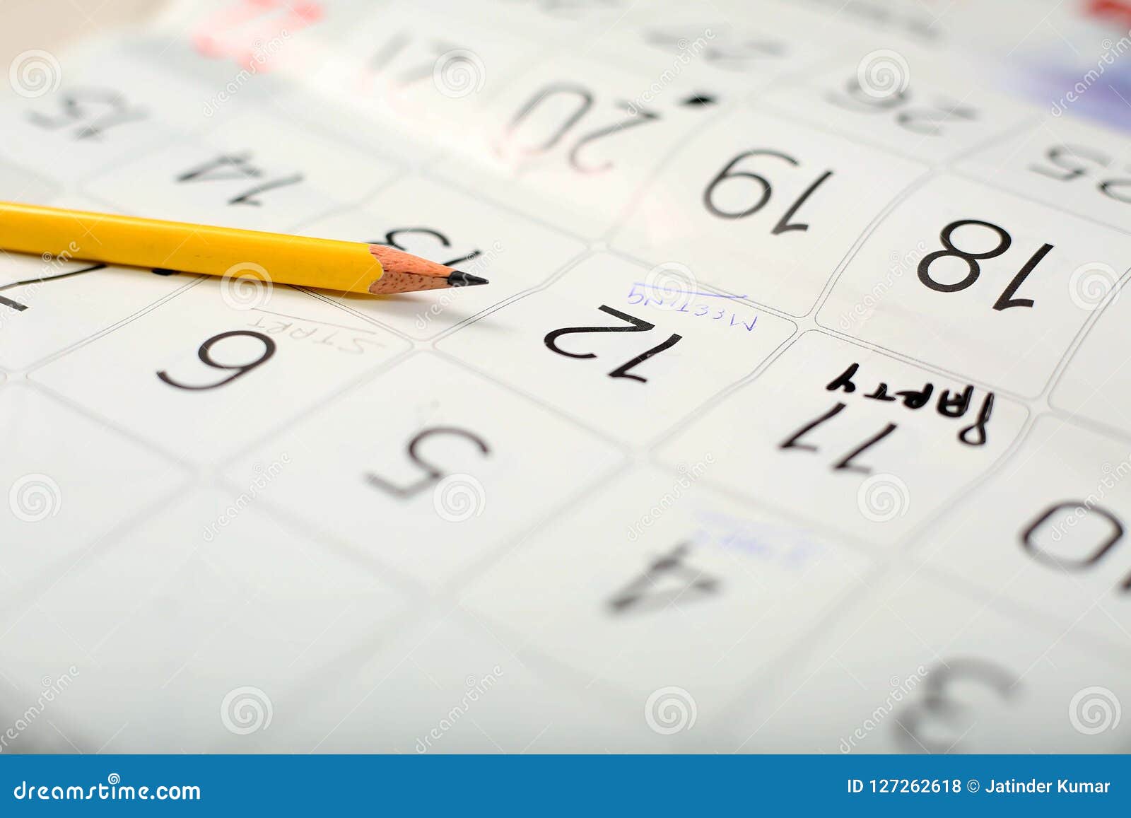 Picture of Pencil on the Calendar Stock Photo - Image of number ...