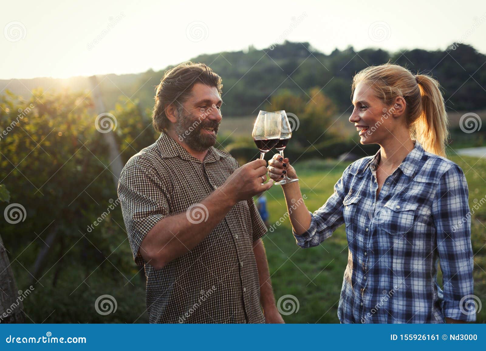 Picture of People Tasting Red Wine in Vineyard Stock Image - Image of ...
