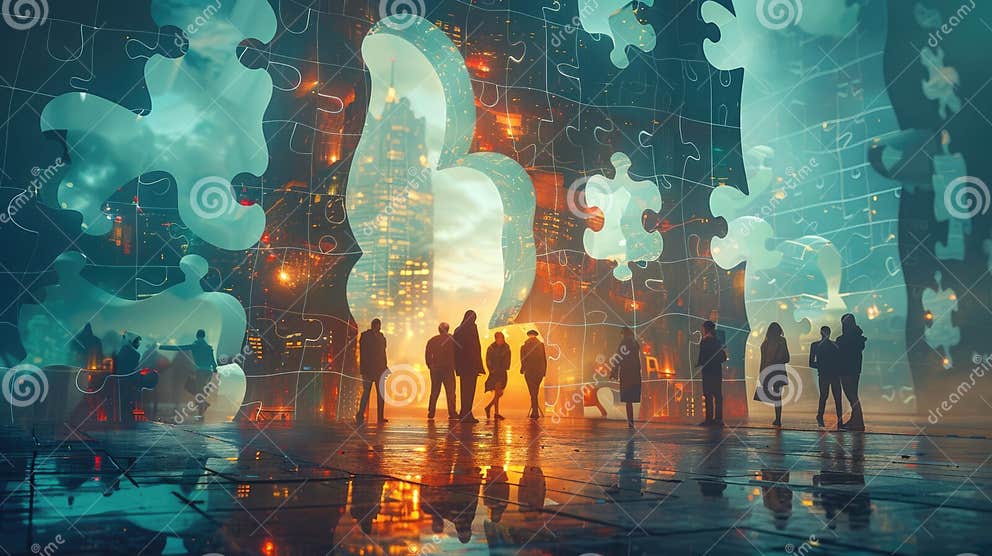 Picture of People Together Solve Puzzle Supporting Team with Fresh Idea ...