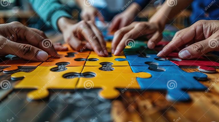 Picture of People Together Solve Puzzle Supporting Team with Fresh Idea ...
