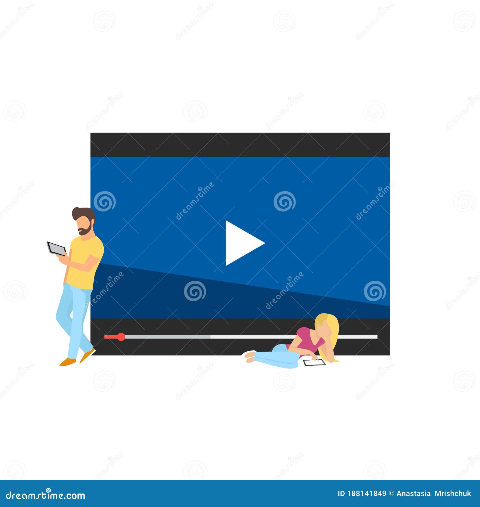 Picture of People Watching Video Background. Vector Illustration Stock ...