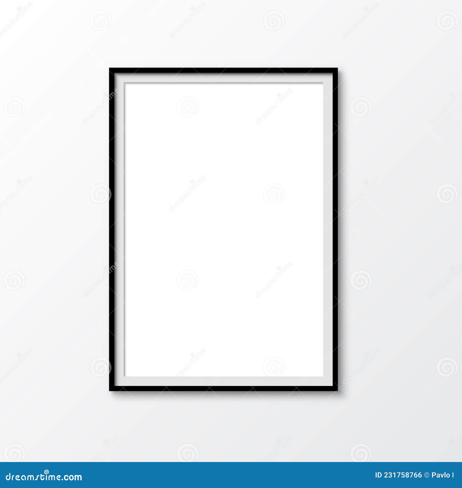 Picture Photo Frame Mockup, Wall Presentation, Black Thin Rectangular ...