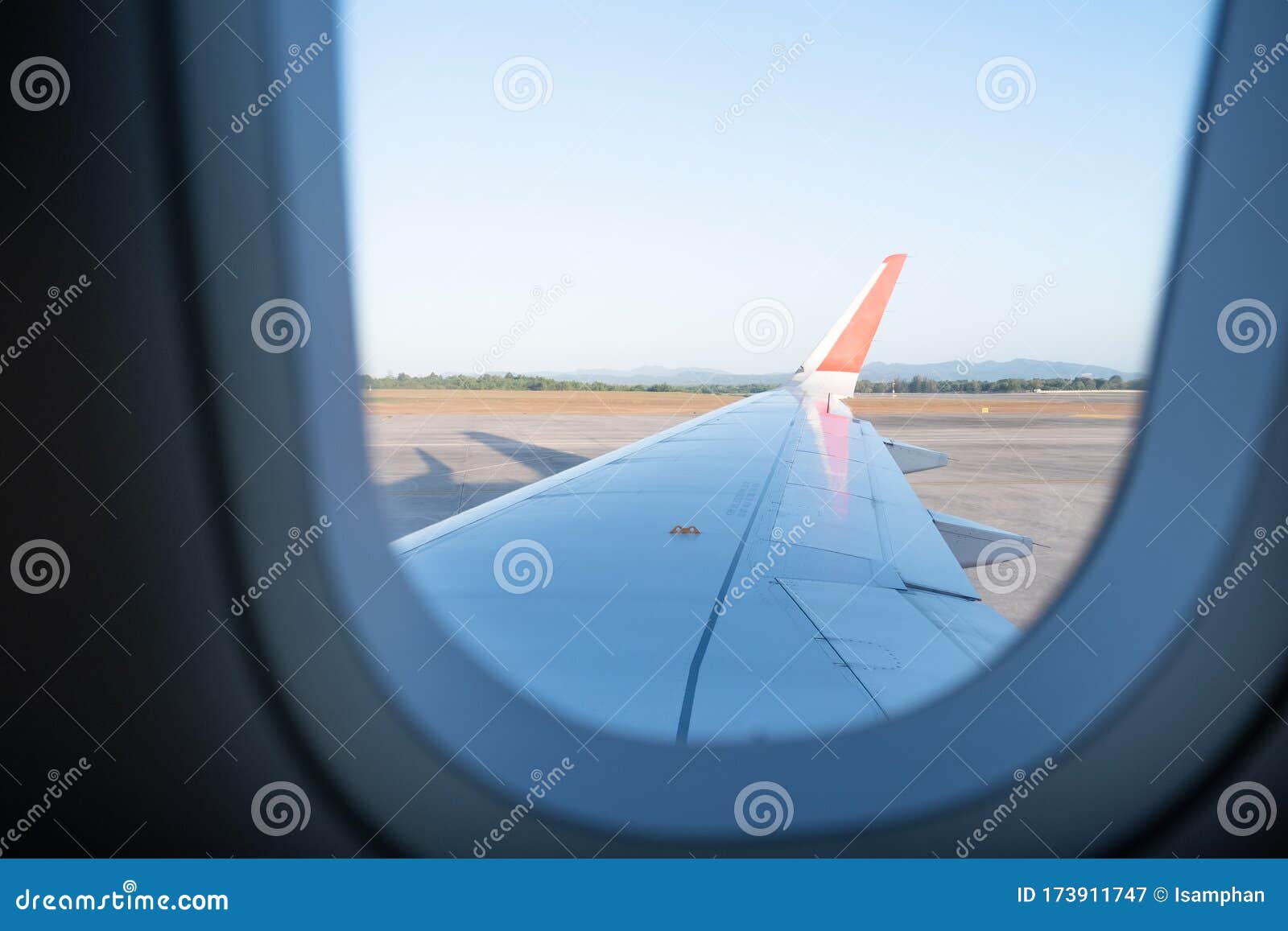 The Picture of Plane Wing from the Plane Window View Stock Image ...