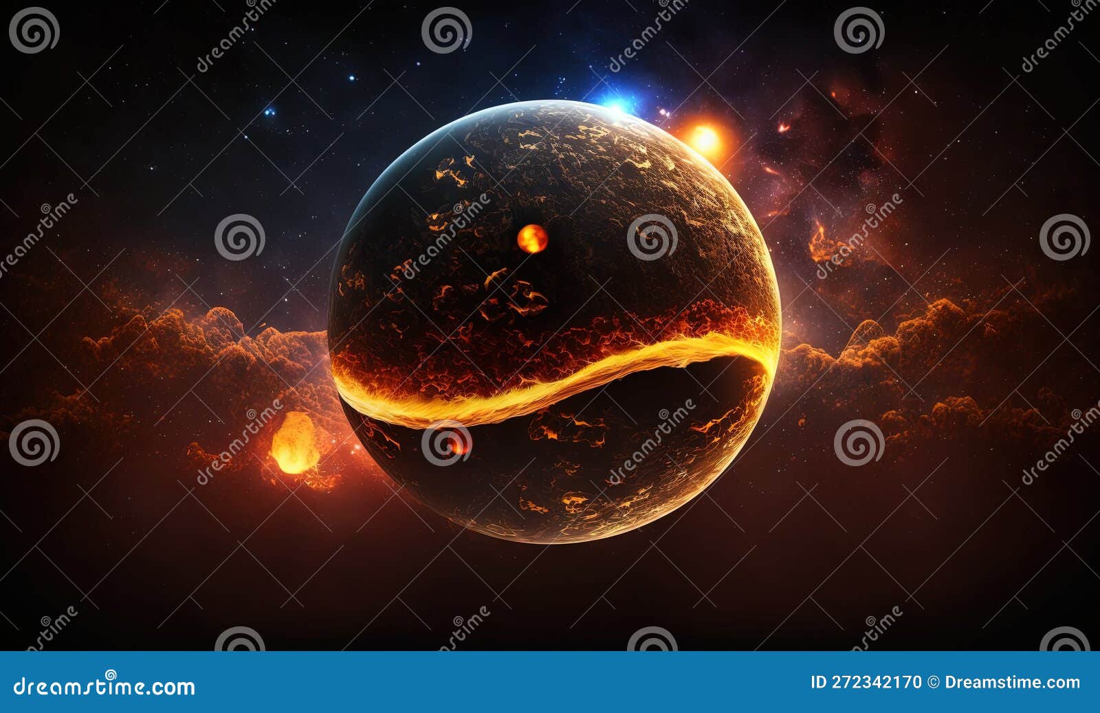 A Picture of a Planet with a Fireball in the Middle of it Stock ...