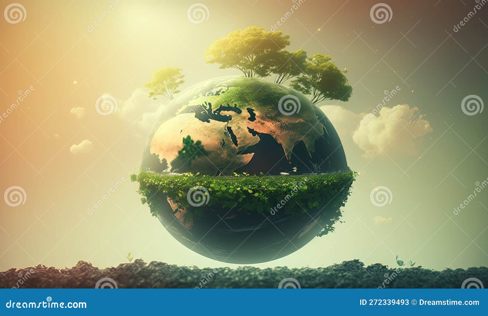 A Picture of a Planet with Trees on Top of it Stock Illustration ...