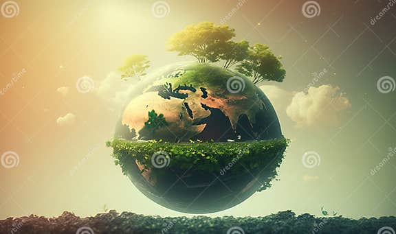 A Picture of a Planet with Trees on Top of it Stock Illustration ...