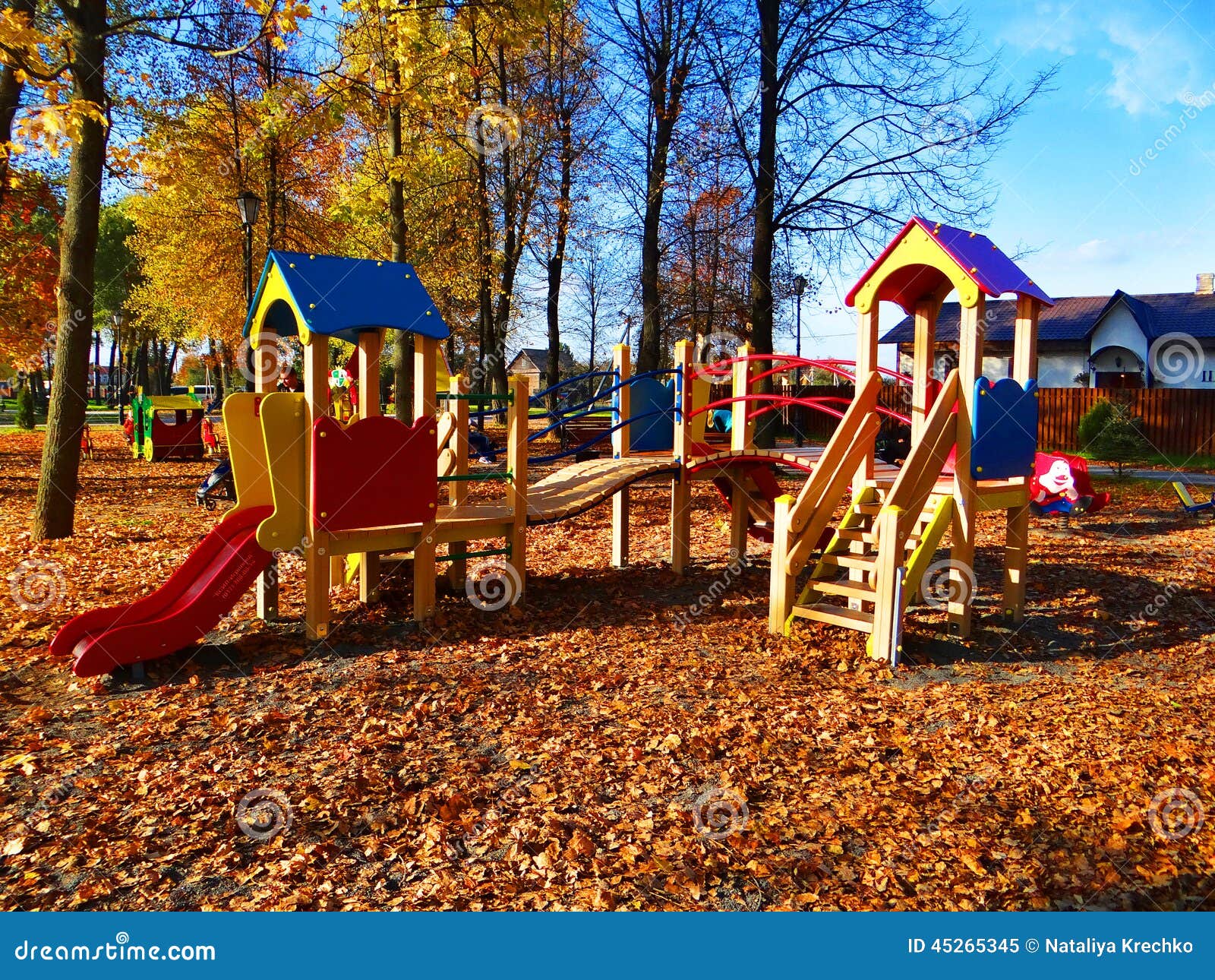 A Picture of a Playground in Autumn Stock Image - Image of clear, baby ...