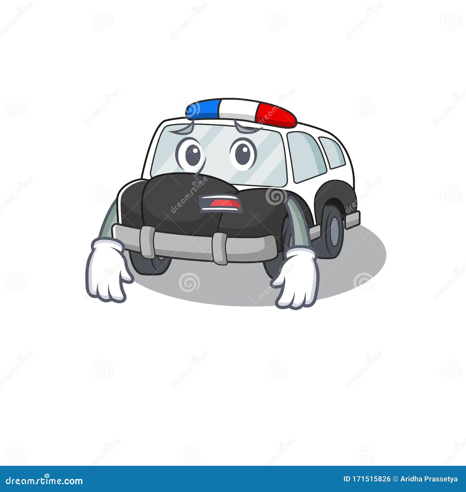 A Picture of Police Car Having an Afraid Face Stock Vector ...