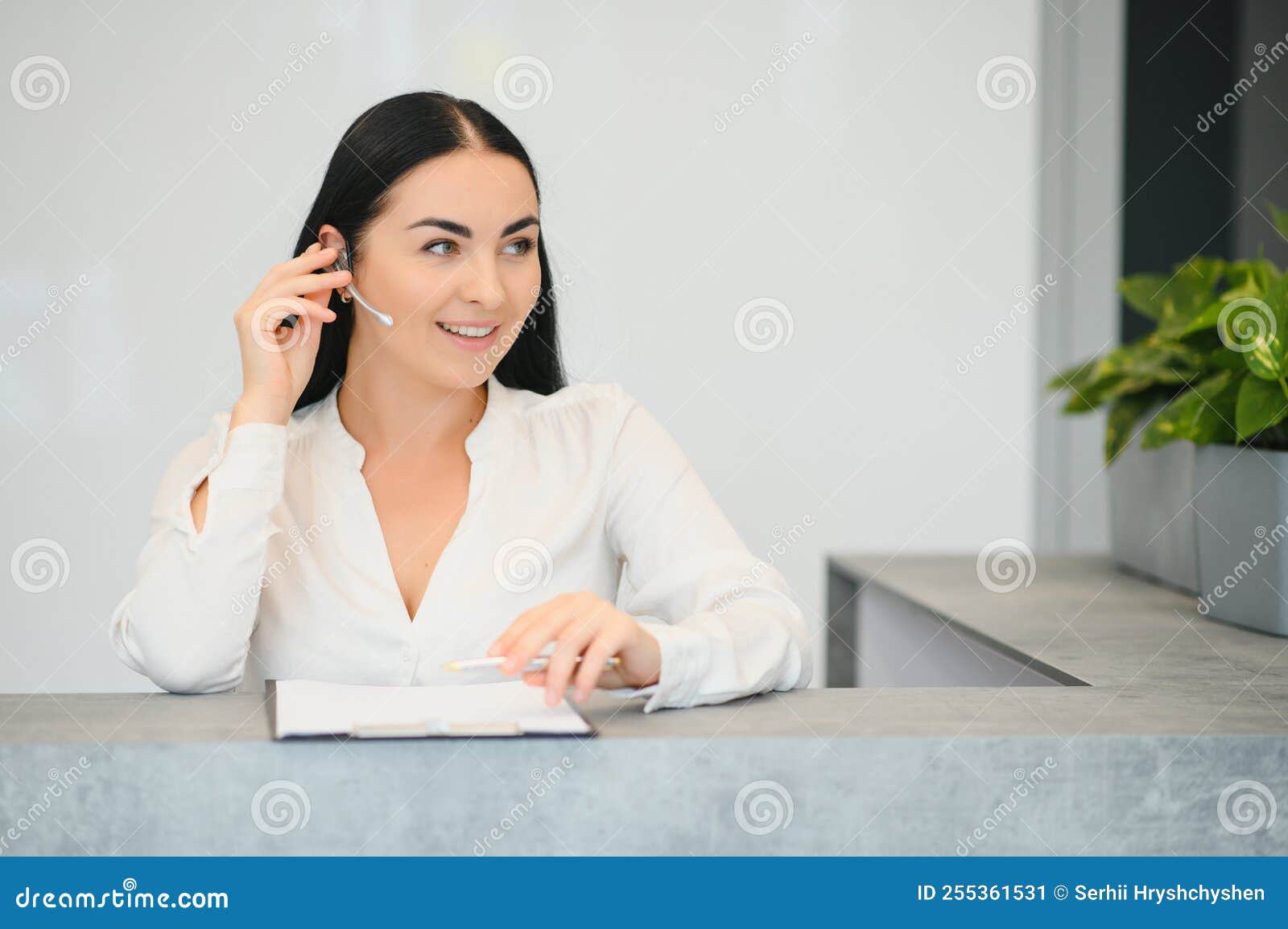 Picture of Pretty Receptionist at Work. Stock Image - Image of hotel ...