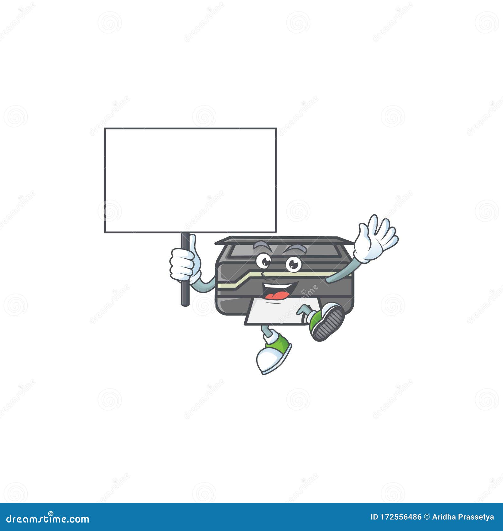 A Picture of Printer Cartoon Character with Board Stock Vector ...