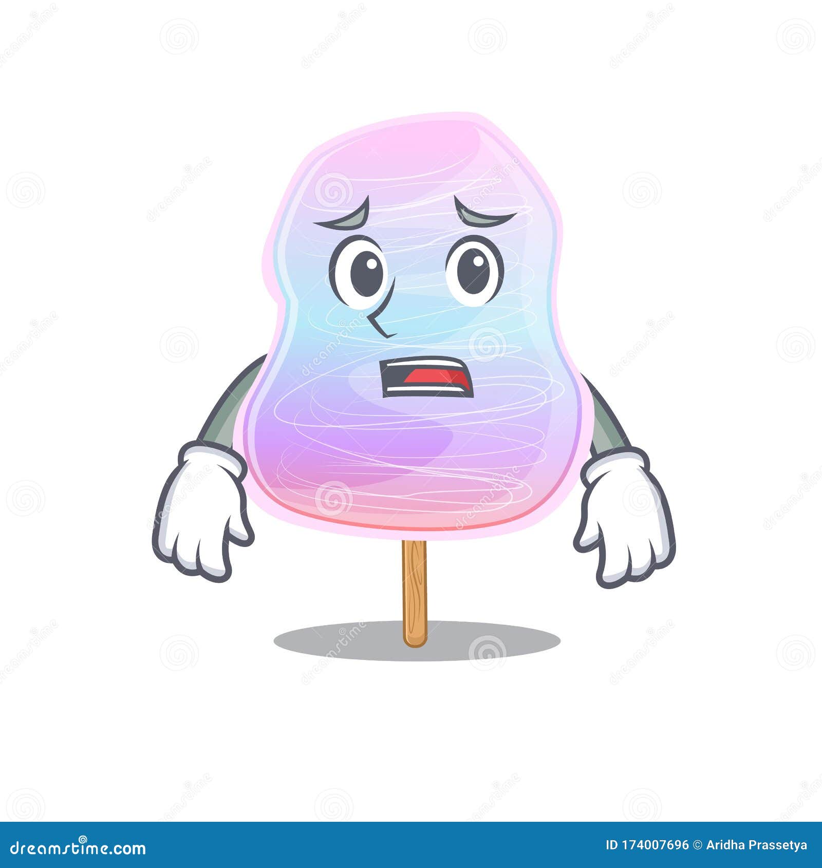 A Picture of Rainbow Cotton Candy Having an Afraid Face Stock Vector ...