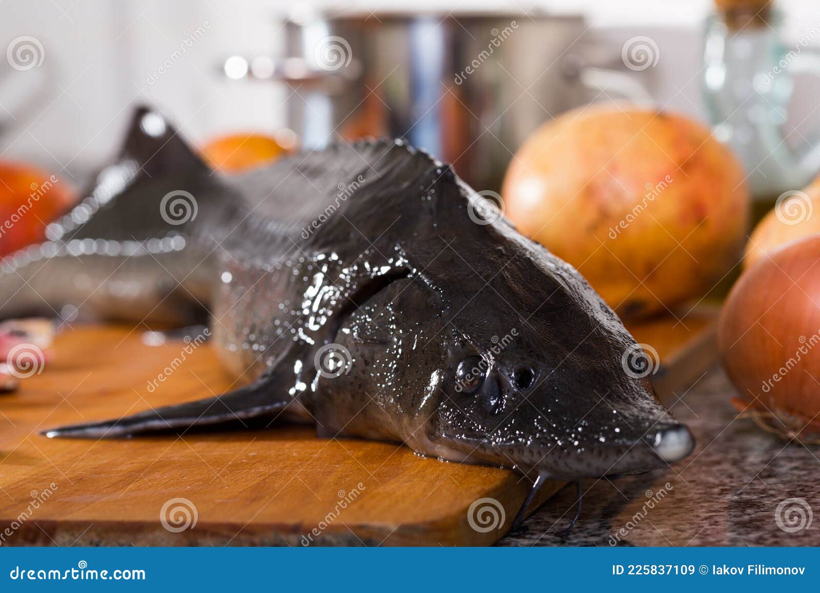 Picture of Raw Fish Sturgeon at Plate before Preparing Stock Image ...