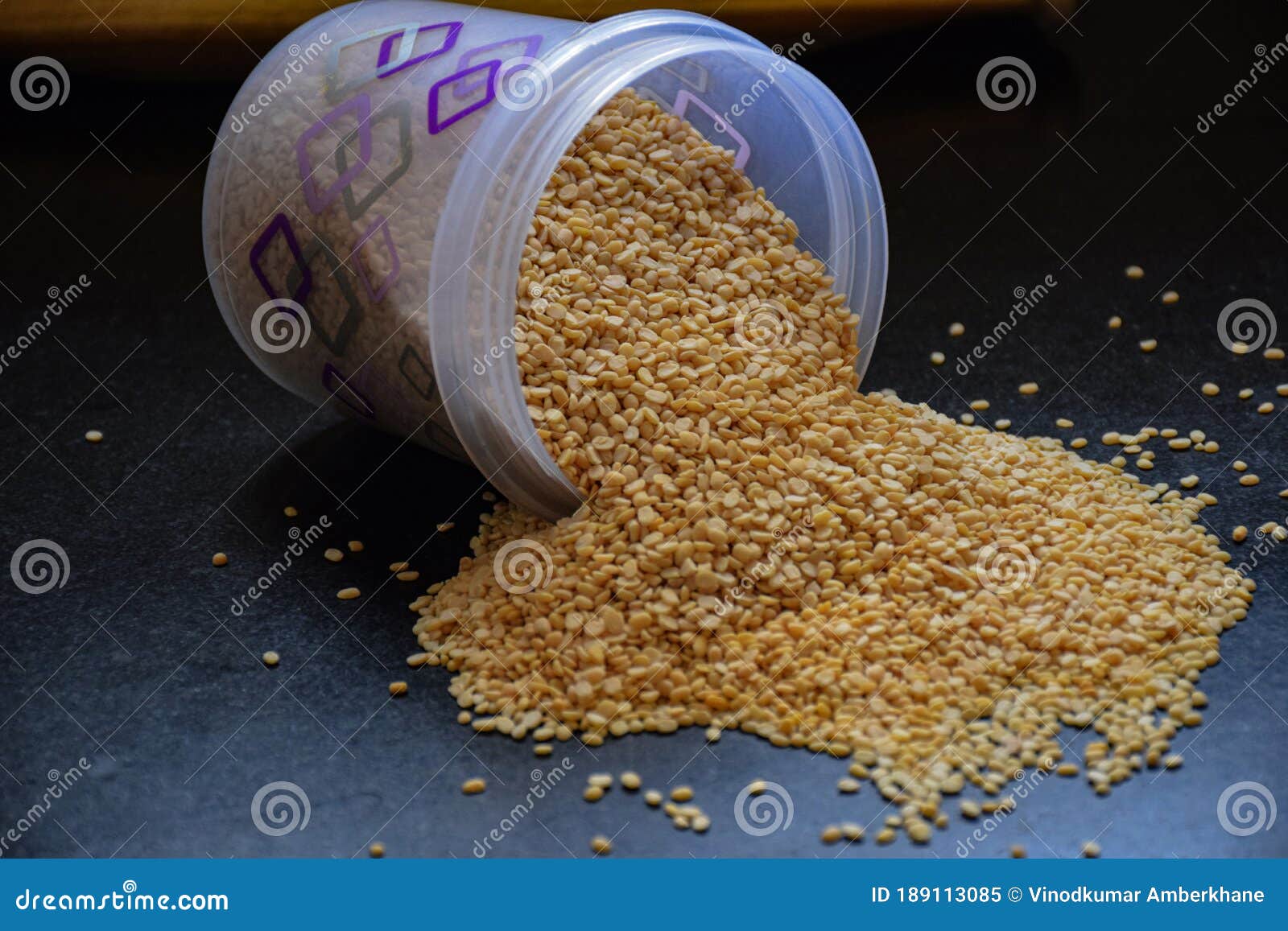 Picture of Raw Organic White Lentil or Split White Lentil in a Plastic ...