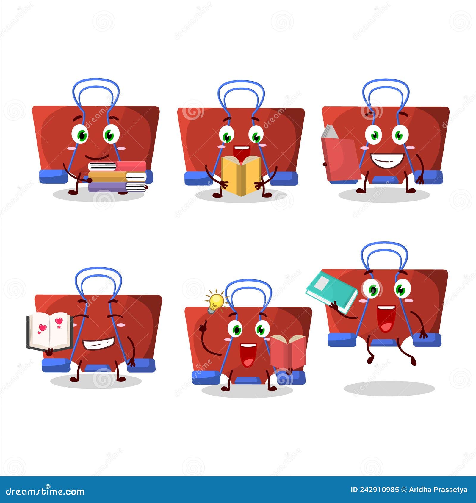 A Picture of Red Binder Clip Cartoon Character Concept Reading an ...