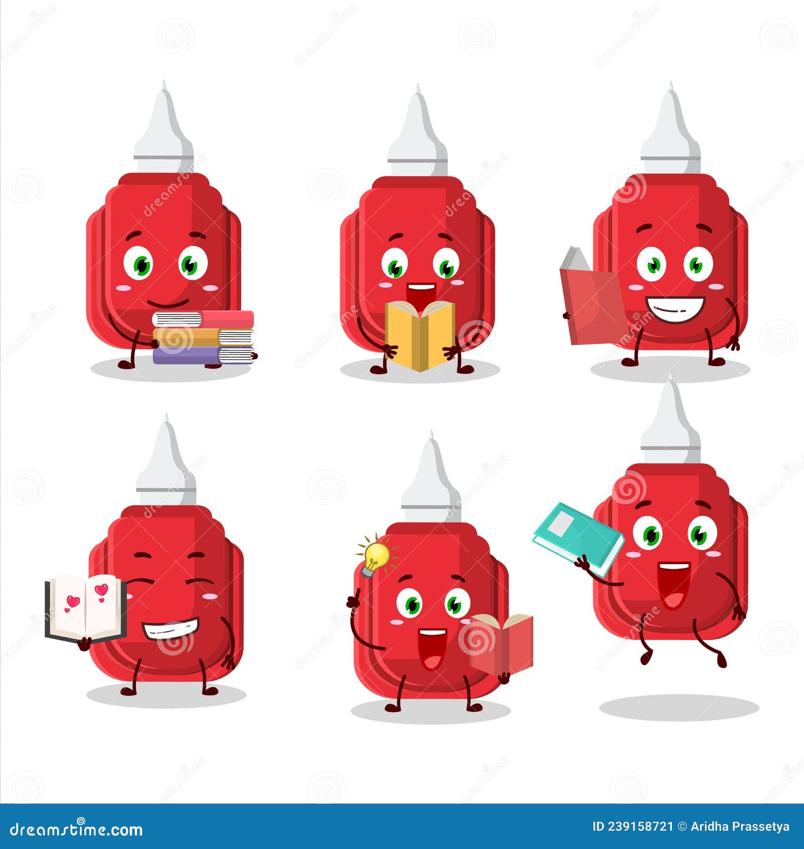 A Picture of Red Correction Pen Cartoon Character Concept Reading an ...