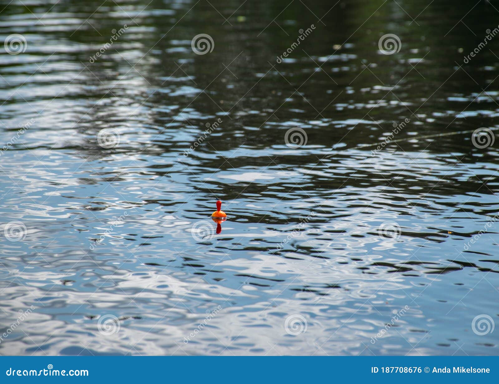 Picture with a Red Float in the Water, Reflections in the Water ...