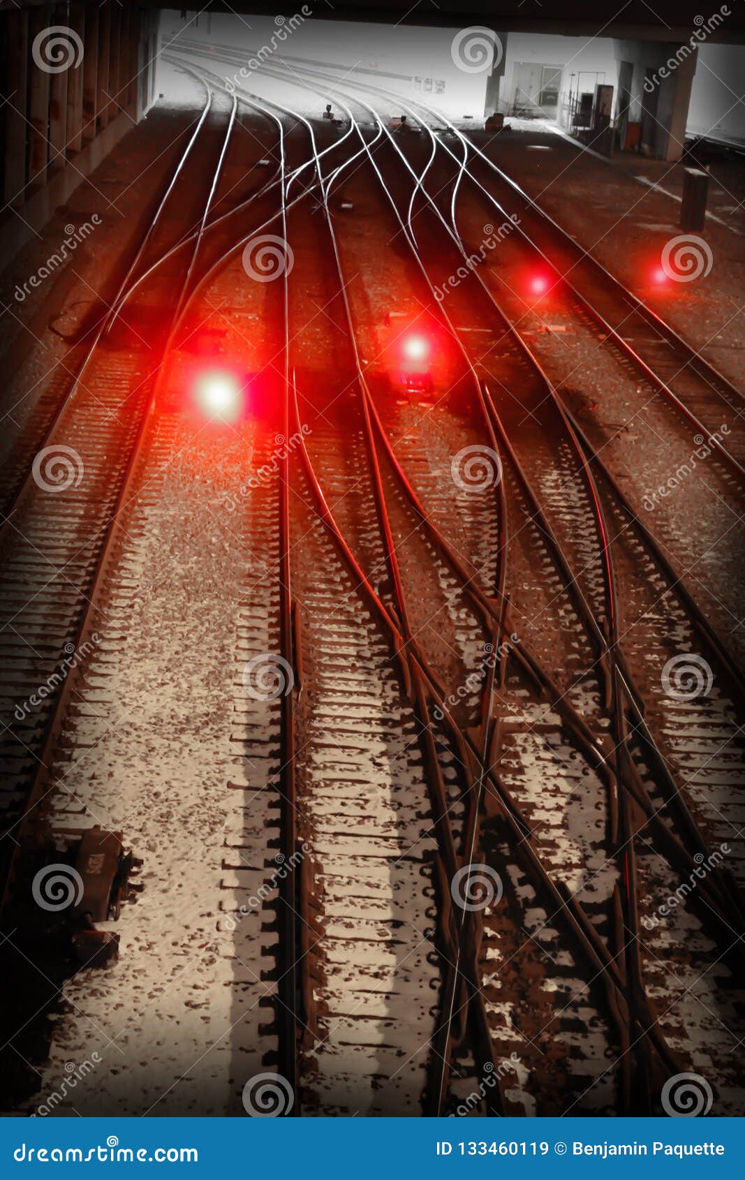 Red Lights on a Train Track Stock Image - Image of travel, industry ...
