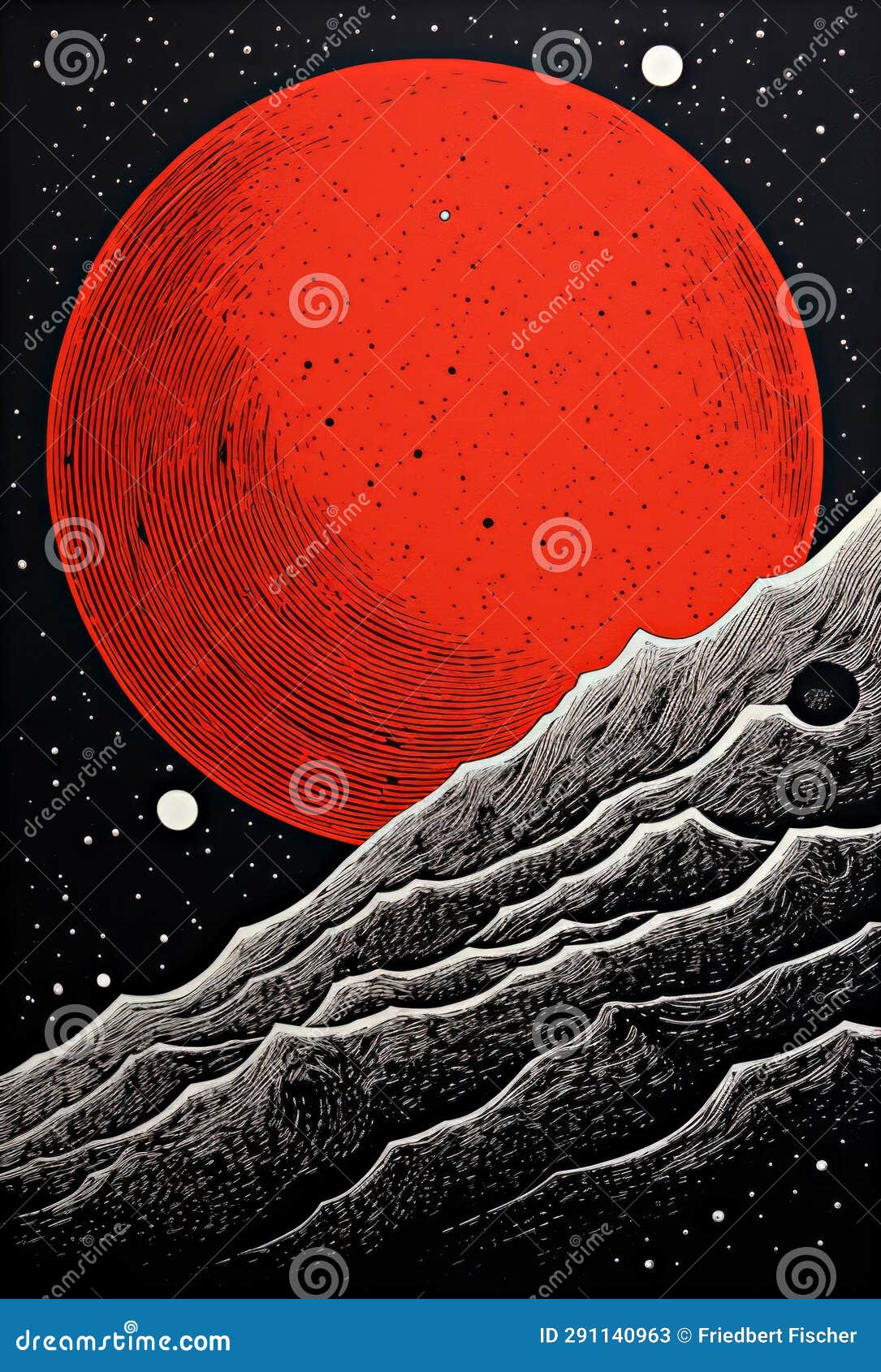 A Picture of a Red Moon in the Sky. Stock Image - Image of artistic ...
