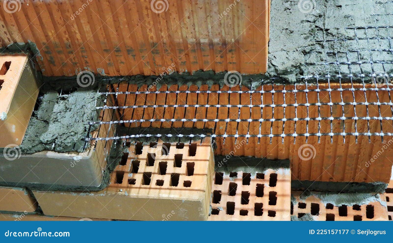 Reinforced brick wall stock image. Image of business - 225157177
