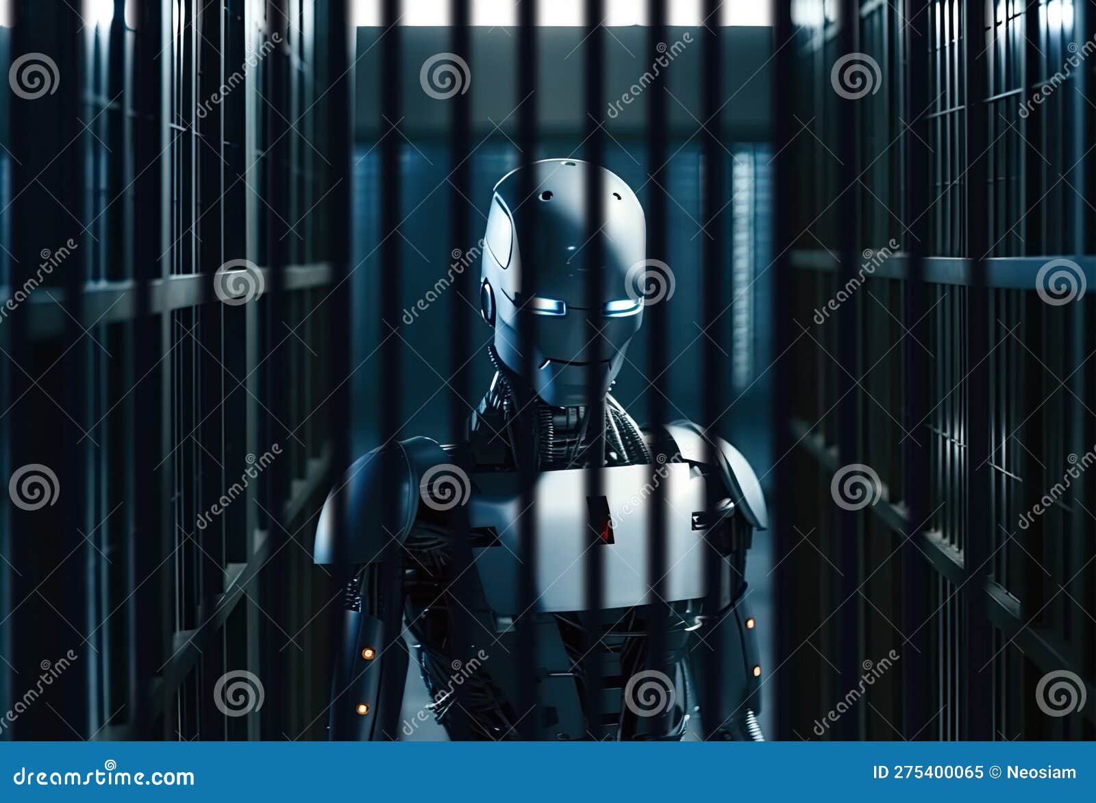 A Picture of a Robot in a Prison Stock Illustration - Illustration of ...