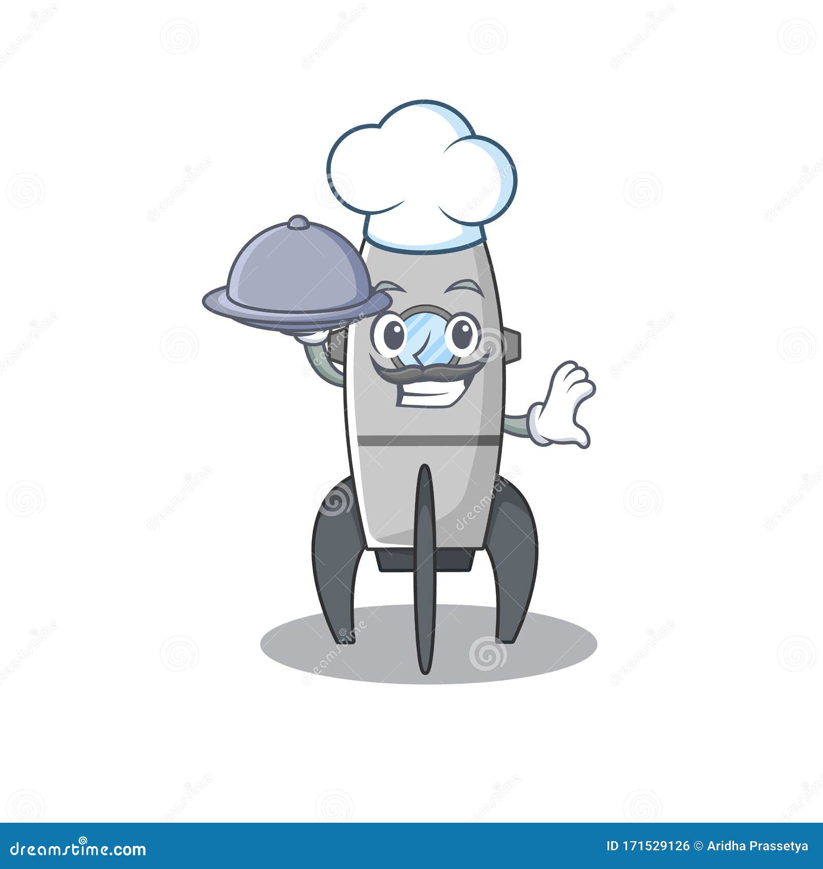 A Picture of Rocket As a Chef Serving Food on Tray Stock Vector ...