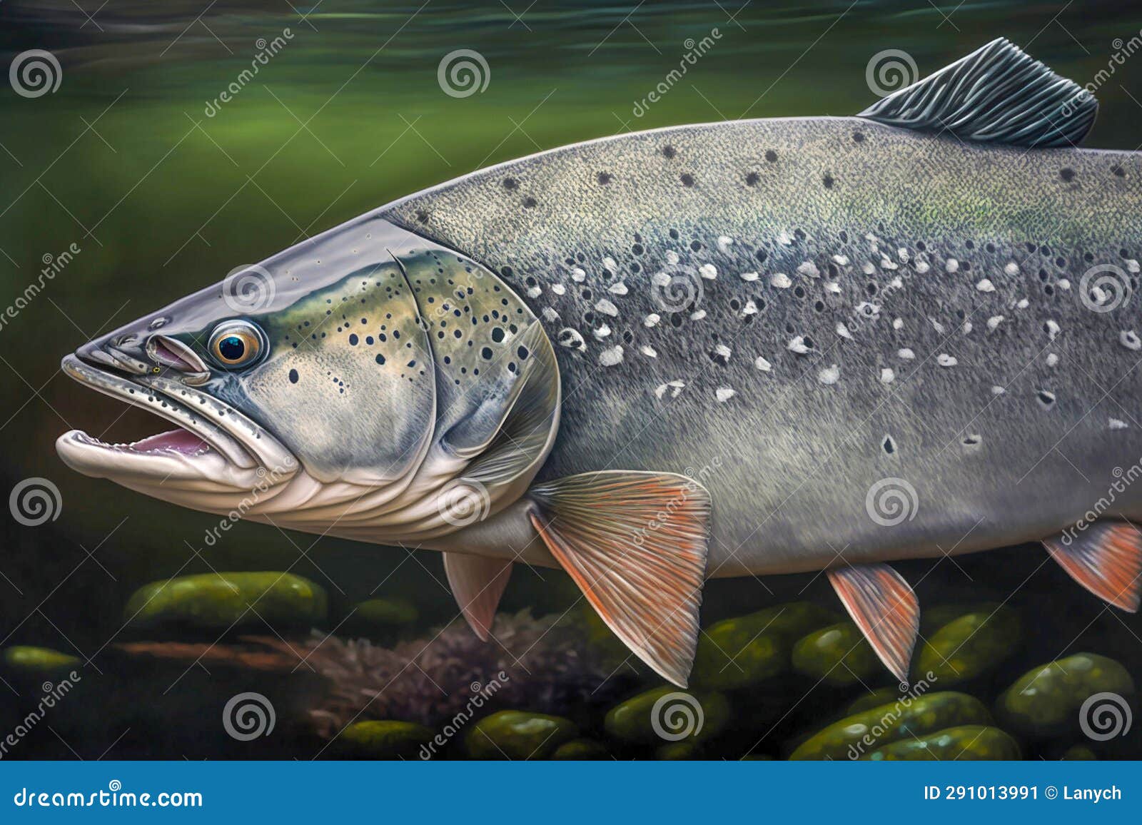 Picture of a Salmon Fish, Side View. Generative AI Stock Image - Image ...