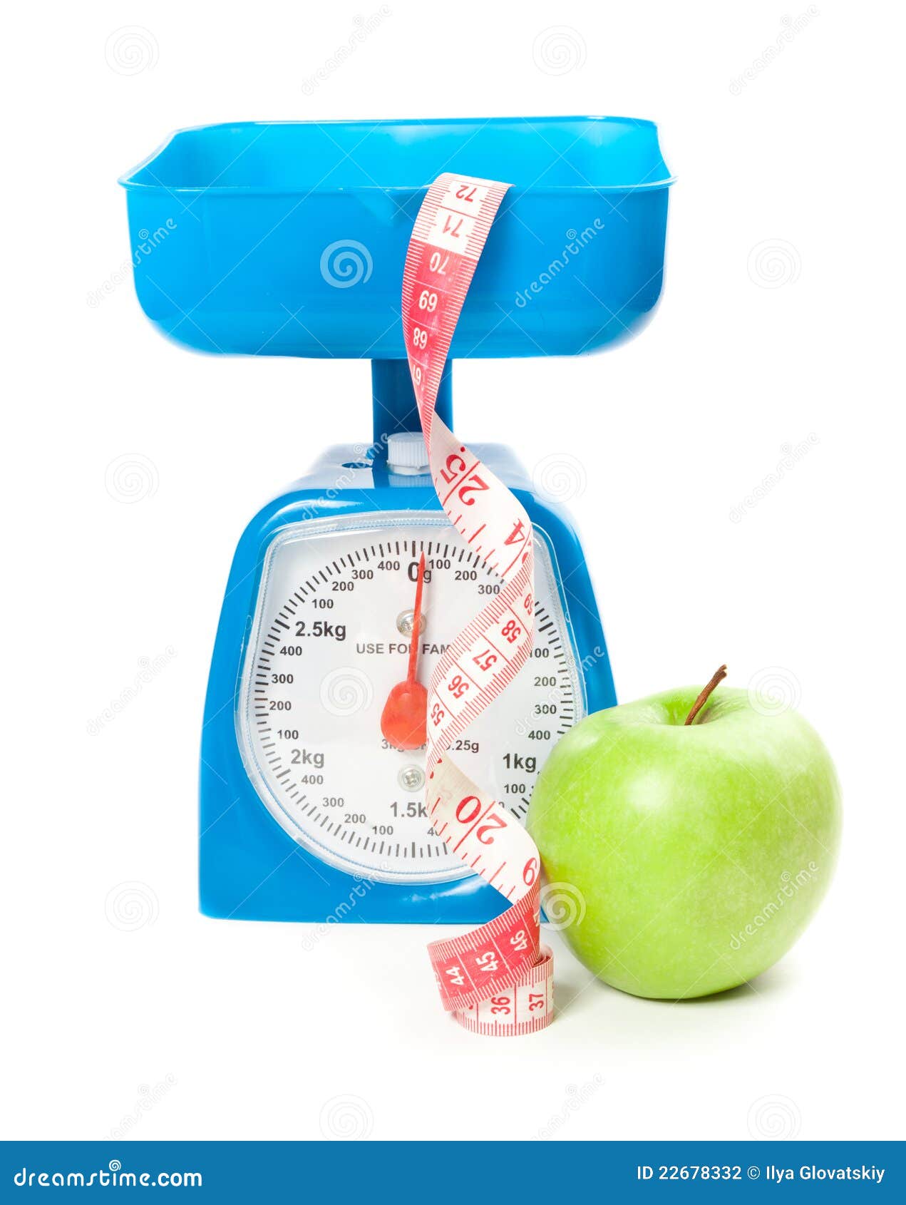 Picture of Scale with Apple and Measure Tape Stock Photo - Image of ...